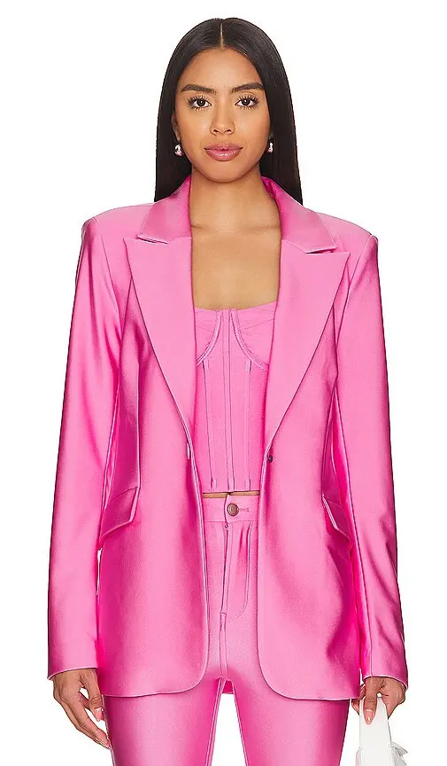 Good American Compression Shine Sculpted Blazer - Sorority Pink003